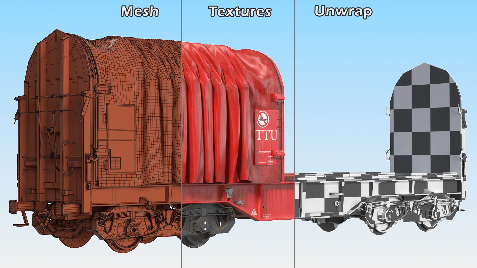 3D DB Cargo Coil Transporter Tarpaulin Freight Wagon No Interior Dirty - TurboSquid 1796051