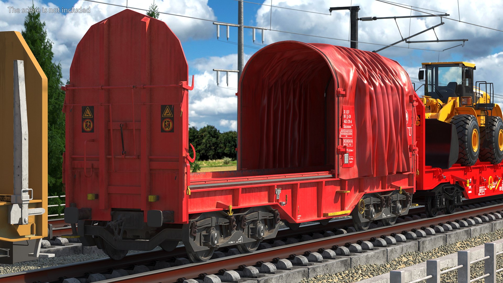 3D DB Cargo Coil Transporter Tarpaulin Freight Wagon No Interior Dirty - TurboSquid 1796051
