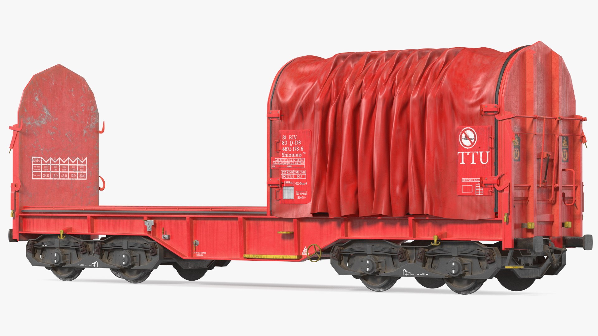3D DB Cargo Coil Transporter Tarpaulin Freight Wagon No Interior Dirty - TurboSquid 1796051