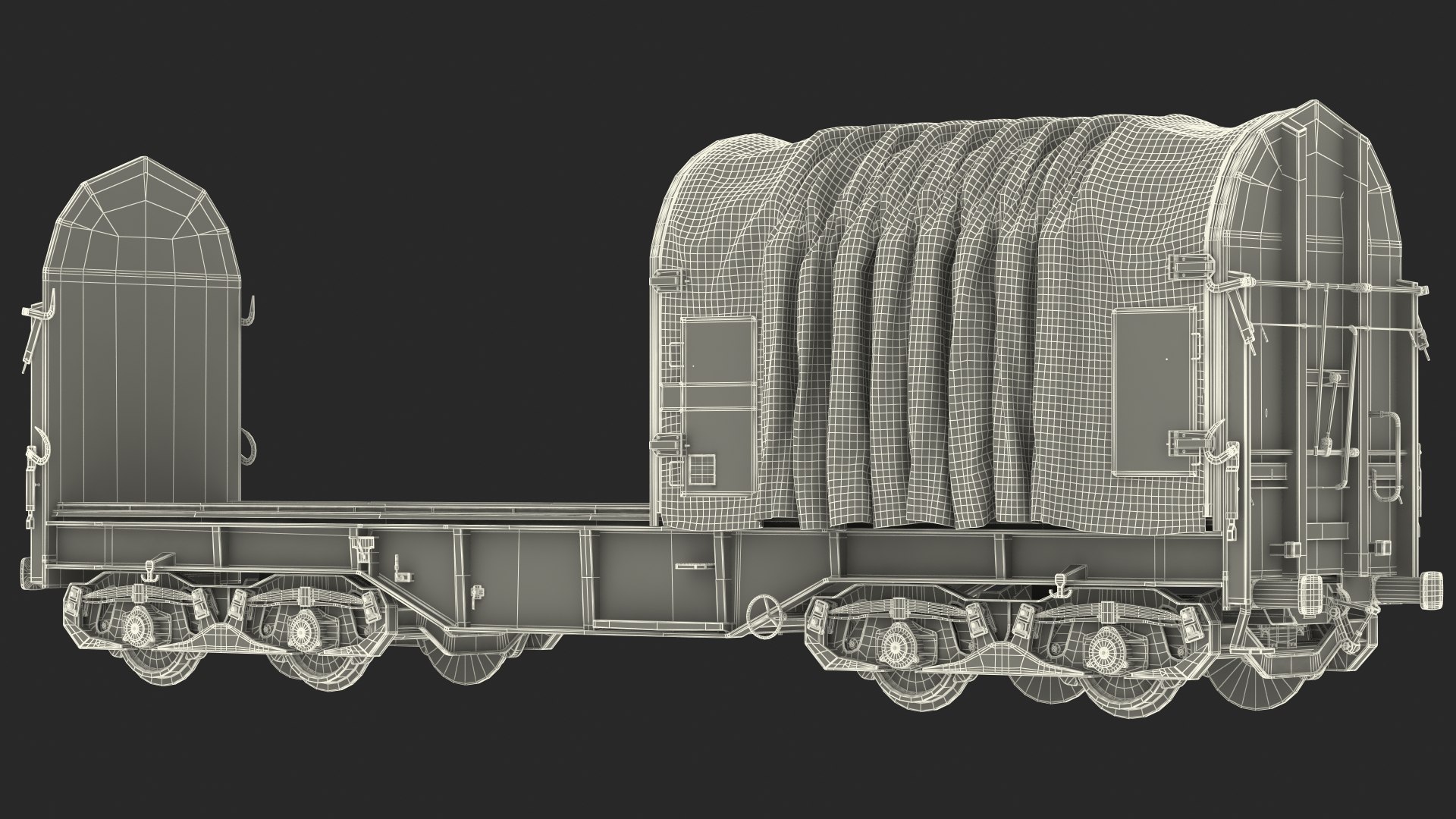 3D DB Cargo Coil Transporter Tarpaulin Freight Wagon No Interior Dirty - TurboSquid 1796051