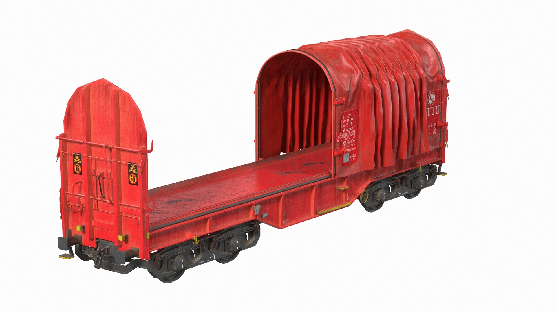 3D DB Cargo Coil Transporter Tarpaulin Freight Wagon No Interior Dirty - TurboSquid 1796051