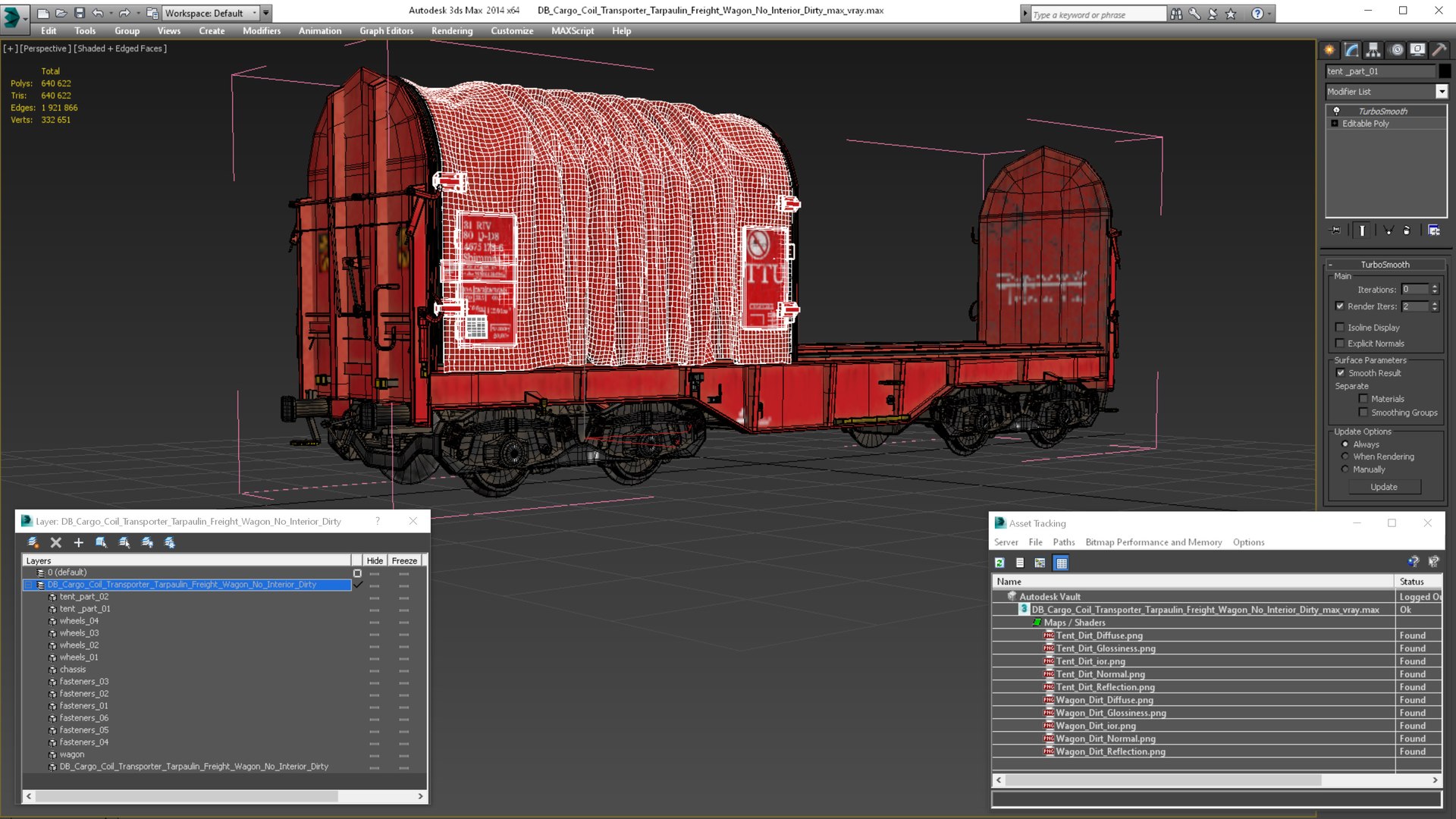3D DB Cargo Coil Transporter Tarpaulin Freight Wagon No Interior Dirty - TurboSquid 1796051