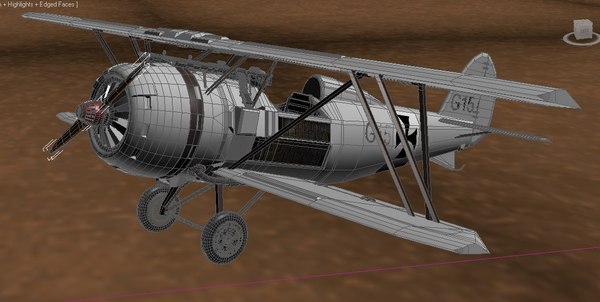 3d model of biplane