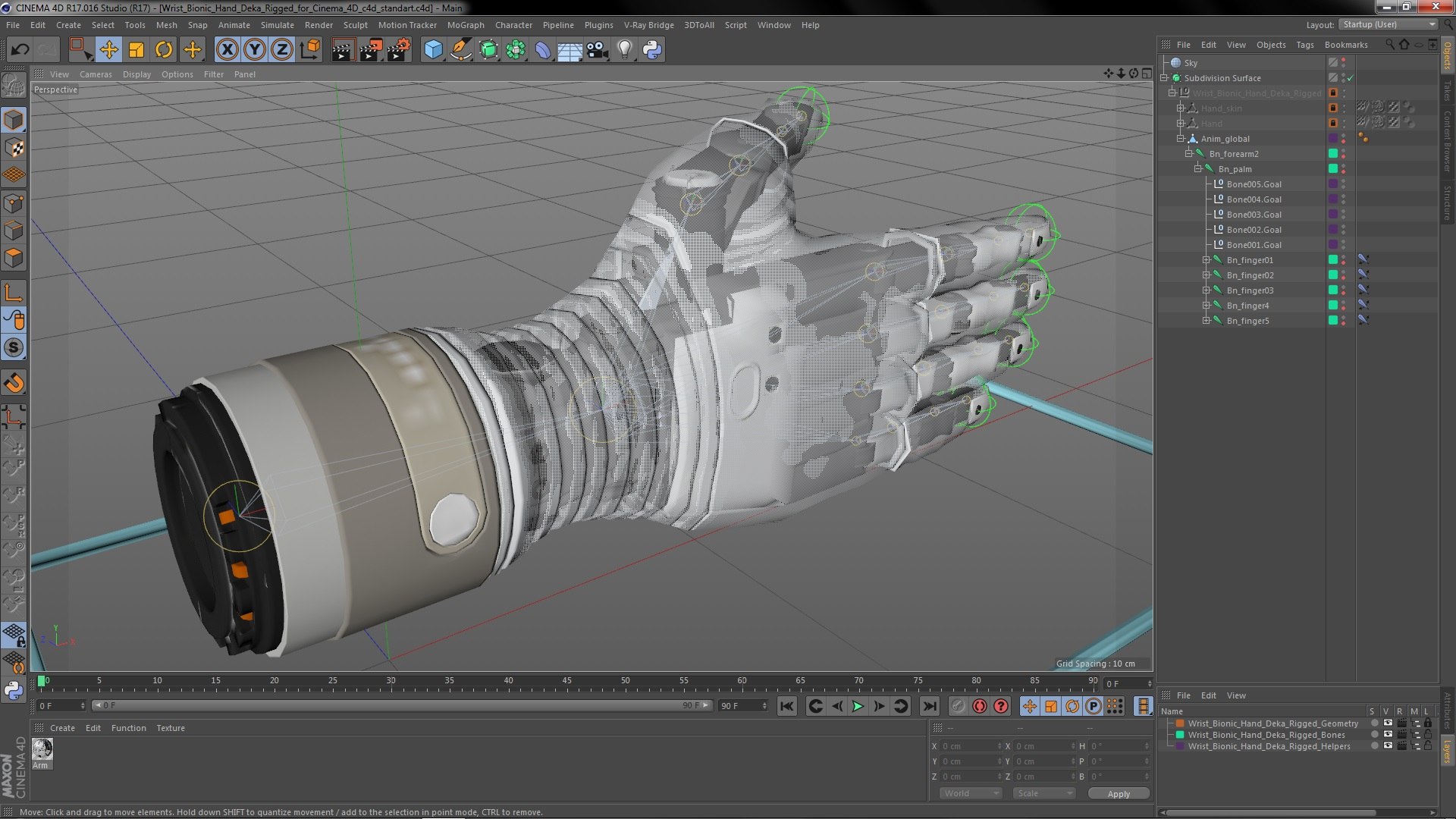 Wrist Bionic Hand Deka Rigged For Cinema 4D 3D Model - TurboSquid 2087503