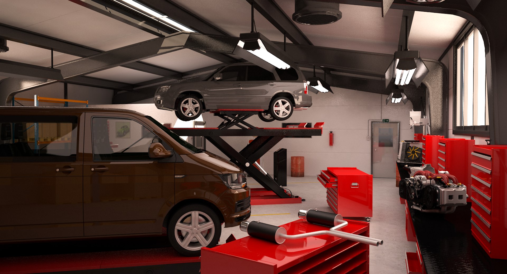 Automotive Workshop Interior Cars 3D Model - TurboSquid 1407860