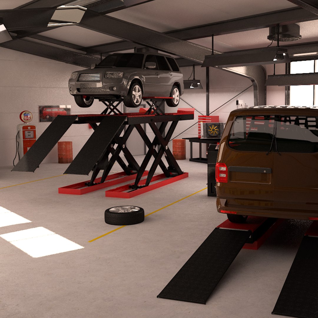 Automotive Workshop Interior Cars 3D Model - TurboSquid 1407860