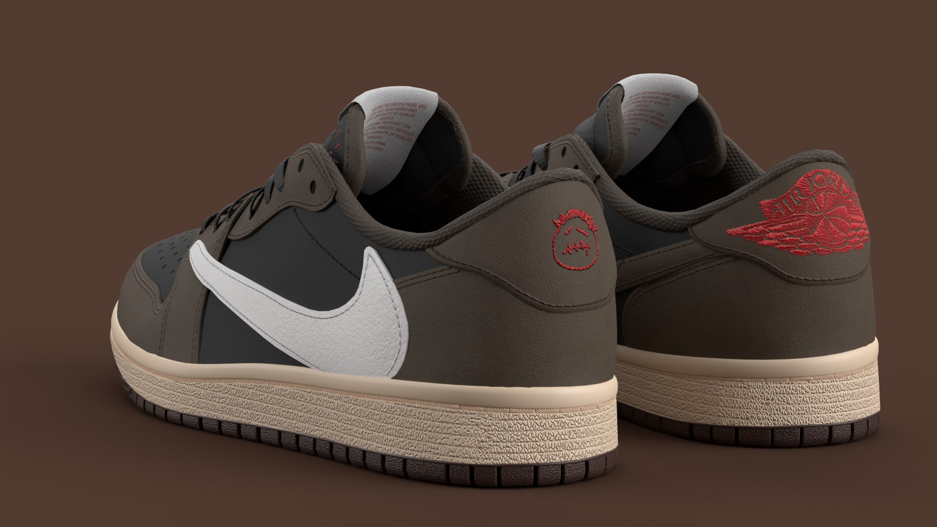 3D Model Travis Scott X Air Jordan Dark Mocha - TurboSquid 2309234
