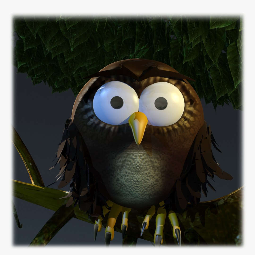 Cartoon Owl 3d Model