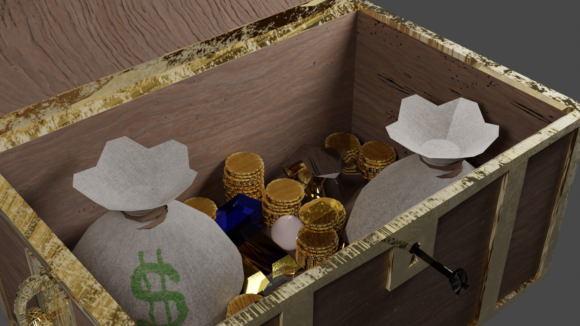 3D Treasure Chest and Treasures - TurboSquid 2175760