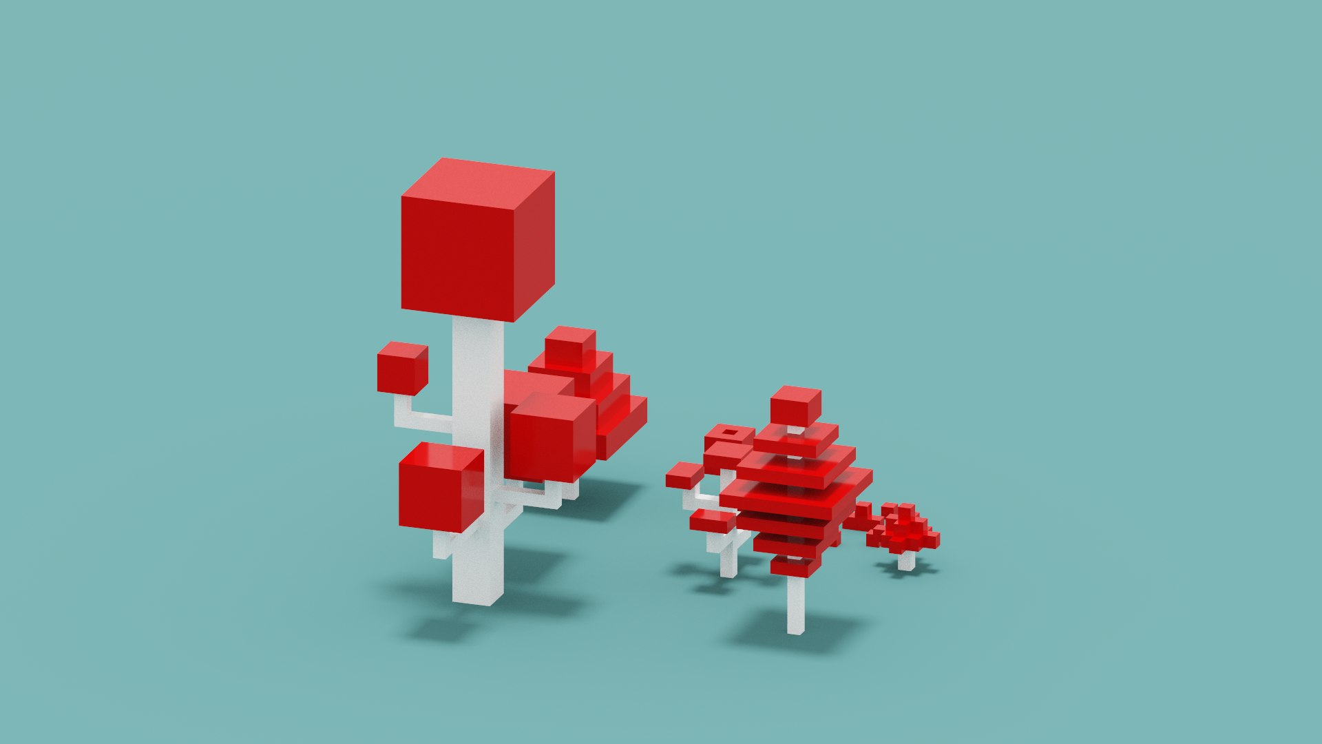 Isometric Red Tree Set 3D Model - TurboSquid 1977210