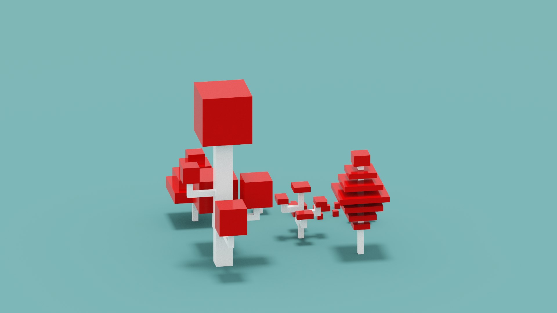 Isometric Red Tree Set 3D Model - TurboSquid 1977210