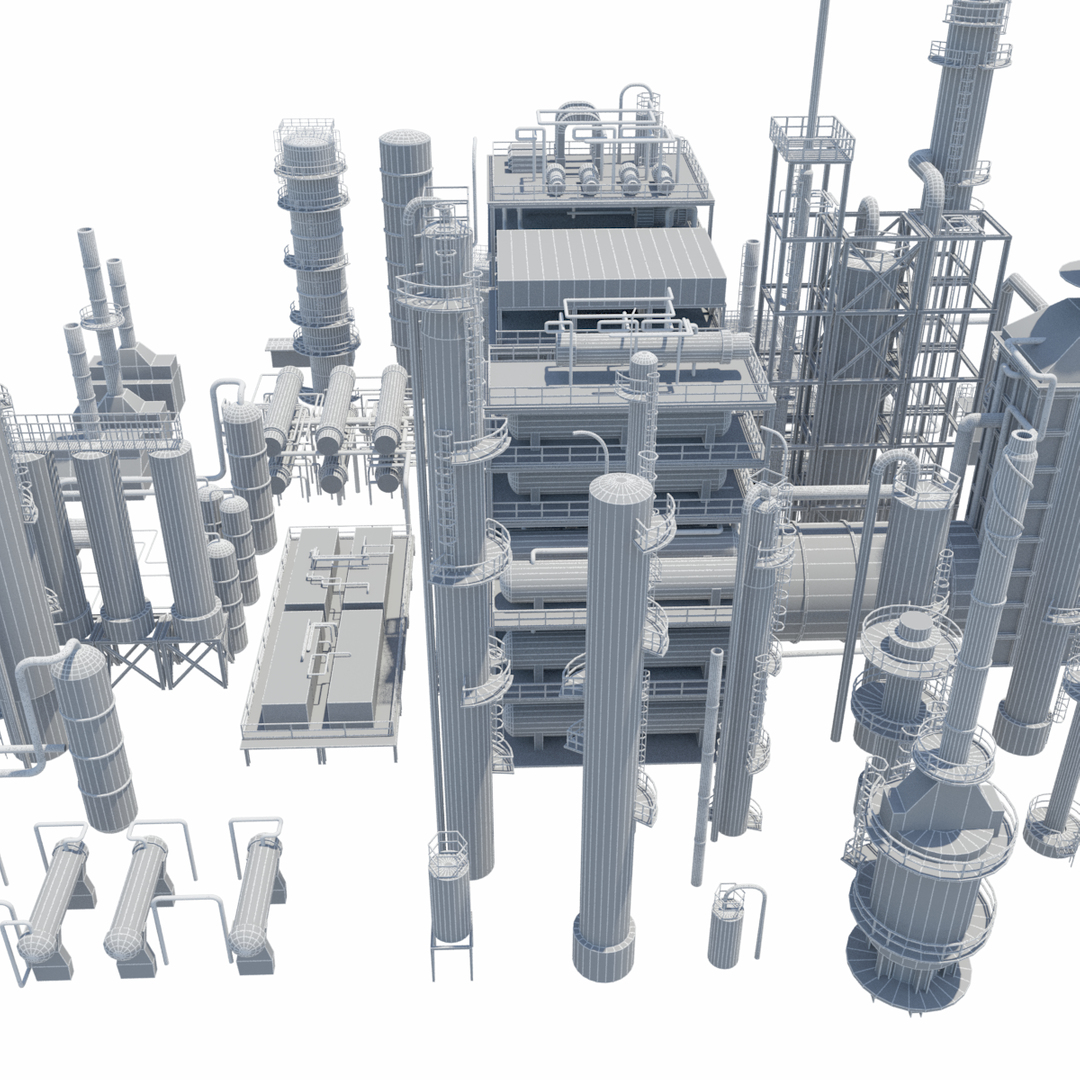 3d model refinery towers