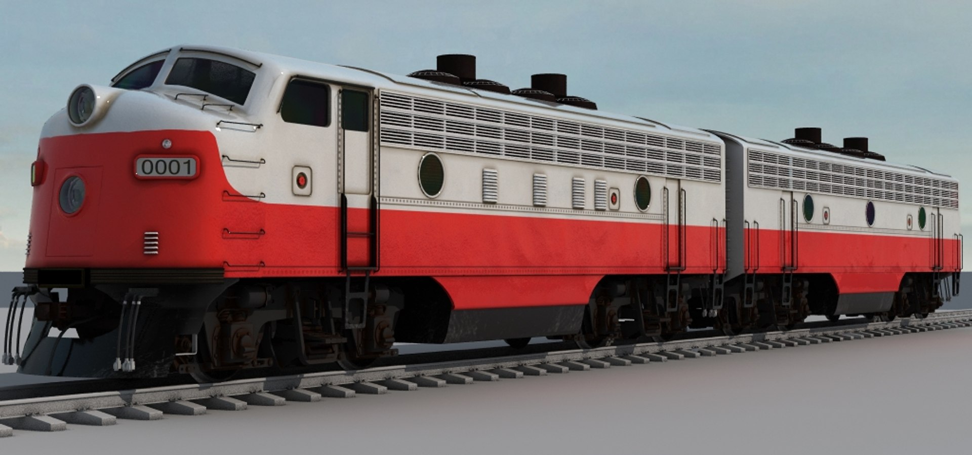 realistic locomotive emd f7 3d model