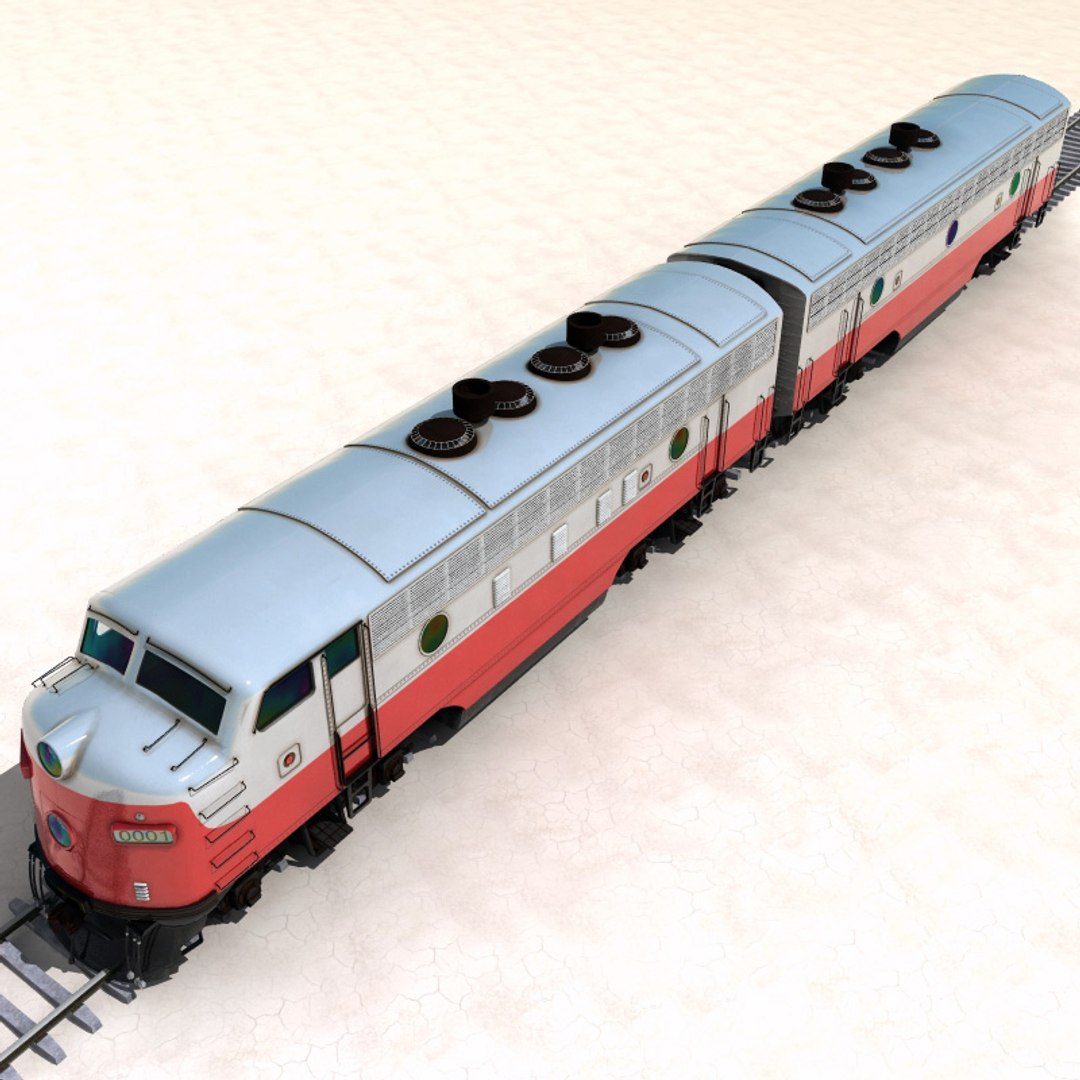 realistic locomotive emd f7 3d model