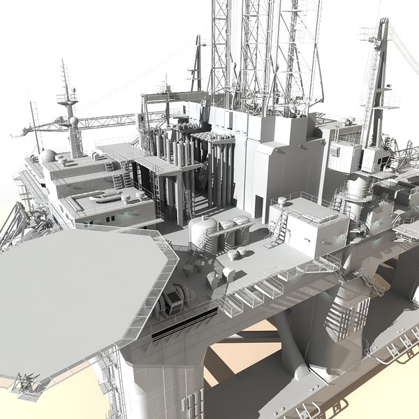 modelo 3d Plataforma petrolera semisumergible blanco genérico ...