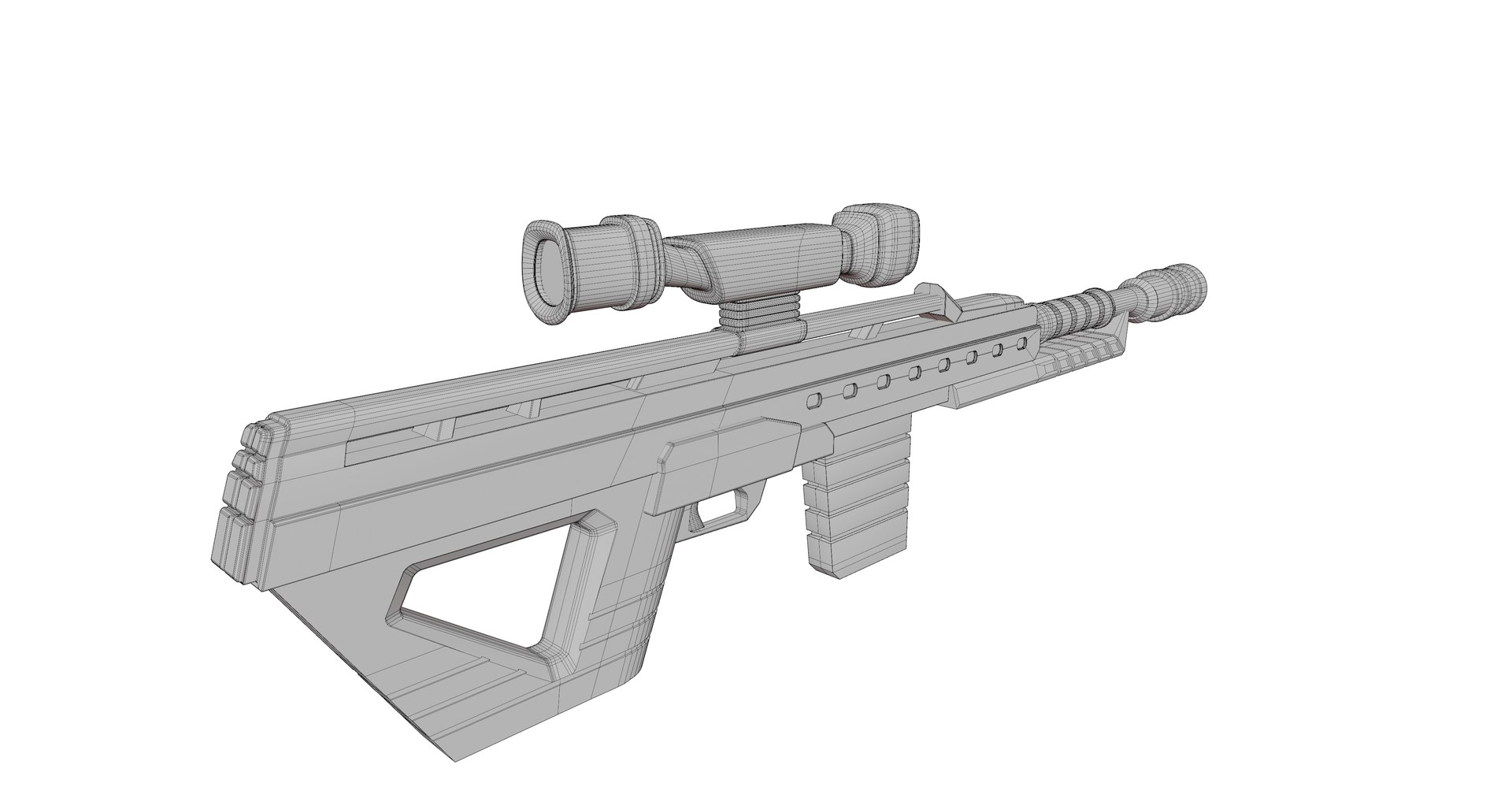 3D Futuristic Sci-Fi Sniper Rifle Game Ready 3D Weapon Model ...