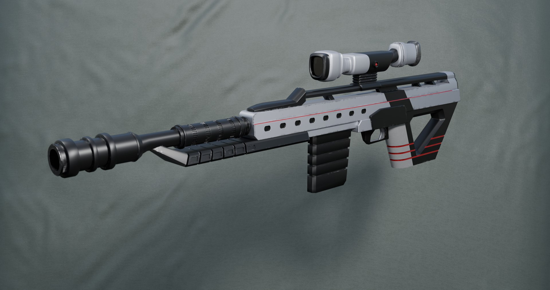 3D Futuristic Sci-Fi Sniper Rifle Game Ready 3D Weapon Model ...