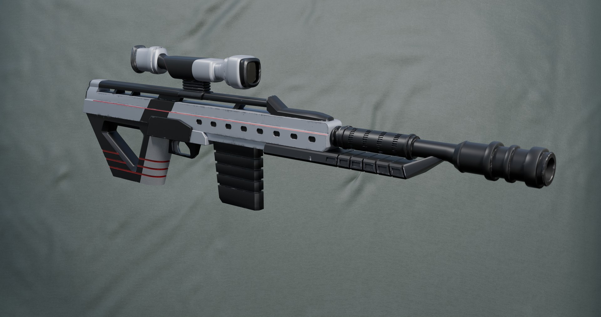 3D Futuristic Sci-Fi Sniper Rifle Game Ready 3D Weapon Model ...