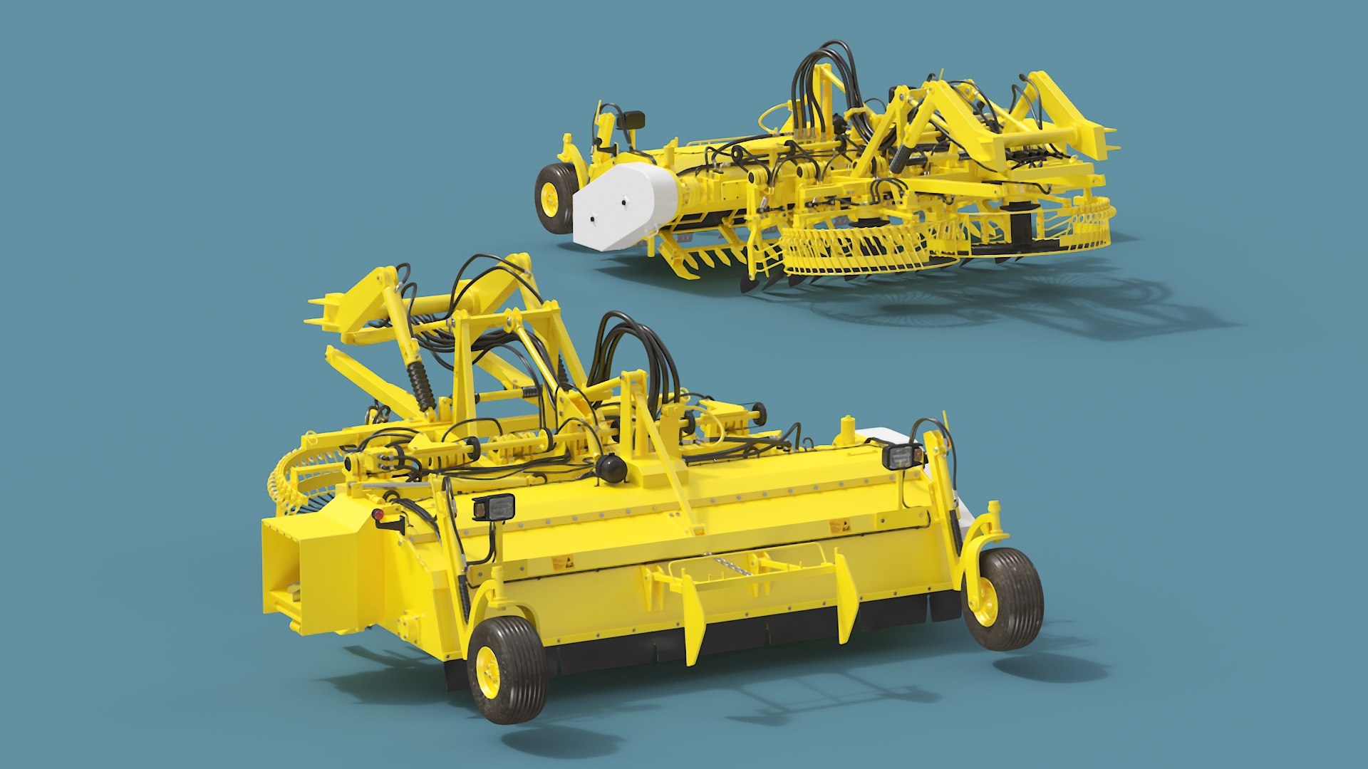 Farm Beet Harvester Tool Yellow Rigged Model - TurboSquid 2302716
