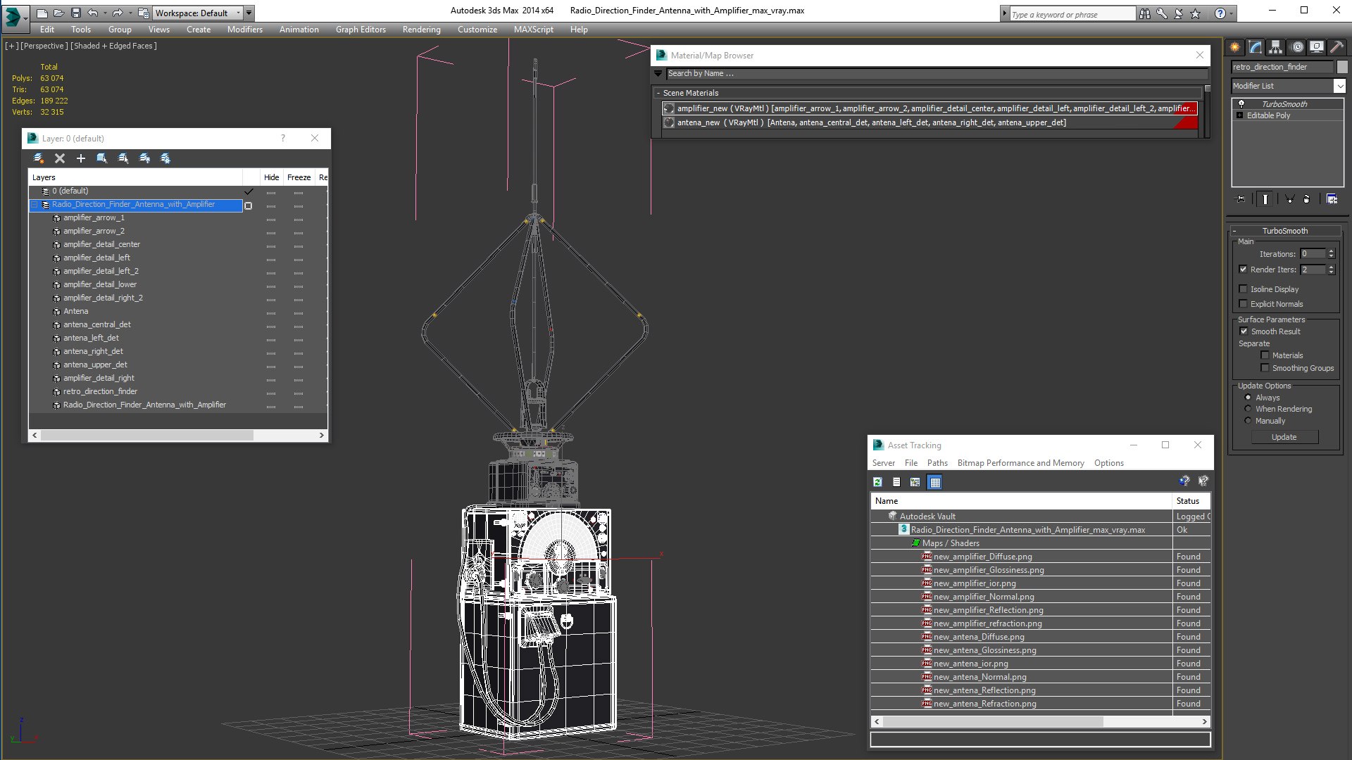 Radio direction finder antenna 3D model - TurboSquid 1684445
