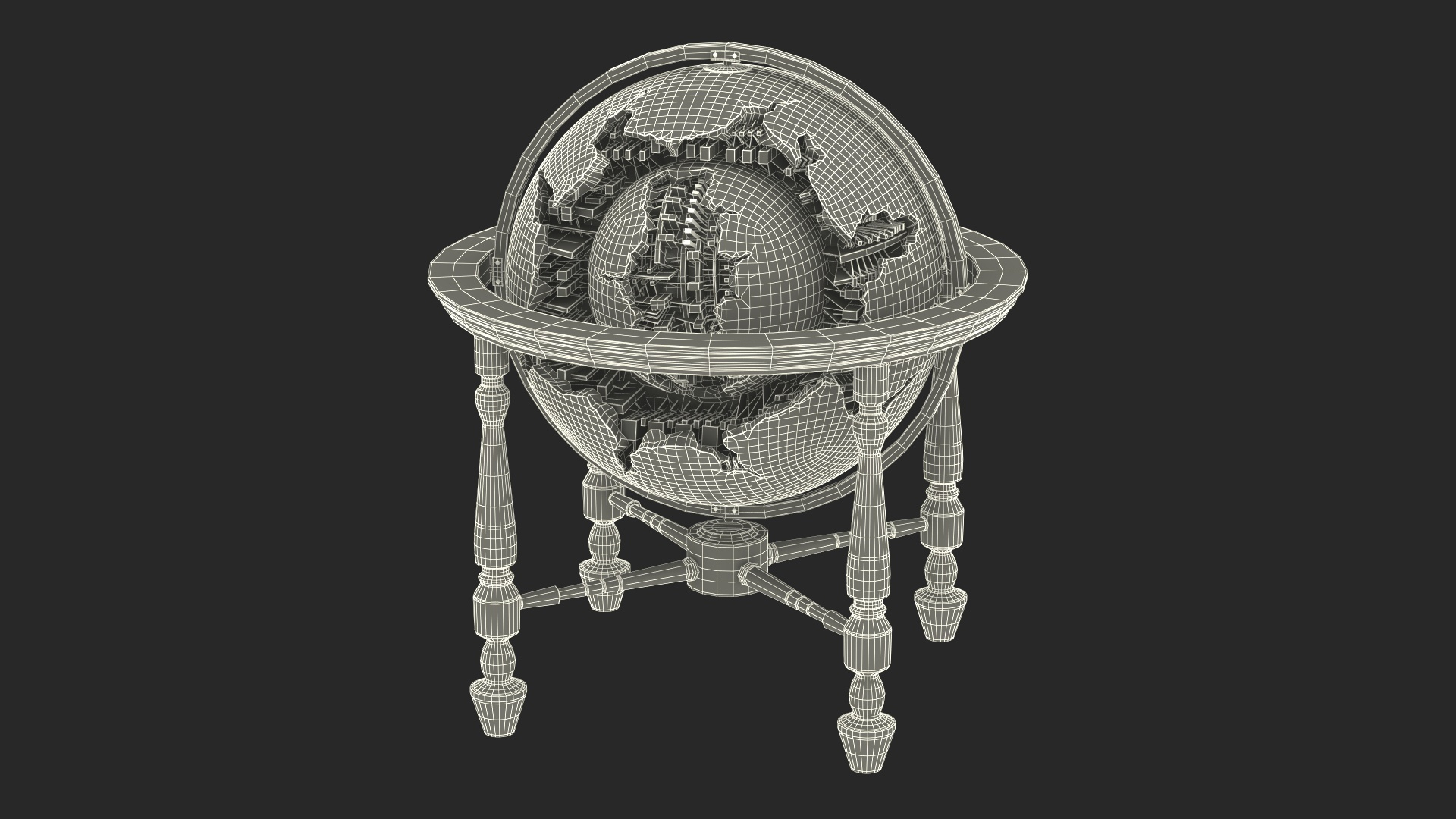 Sculpted Sphere Of Ruins In Classic Globe Frame 3D Model - TurboSquid ...