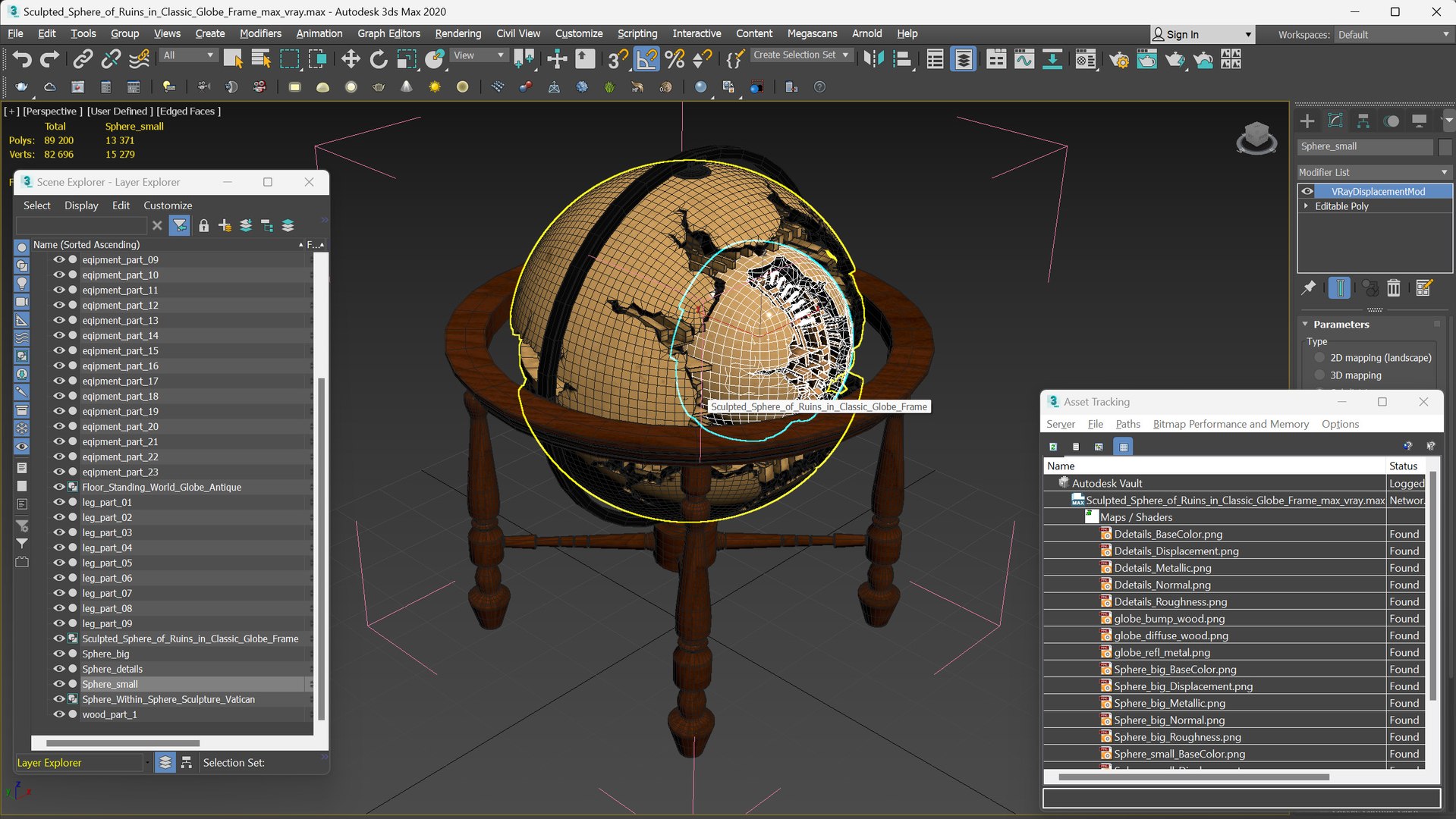 Sculpted Sphere Of Ruins In Classic Globe Frame 3D Model - TurboSquid ...
