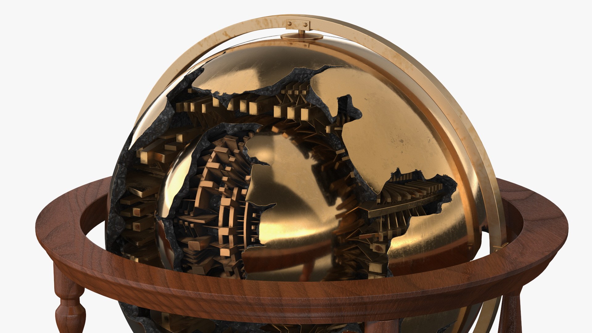 Sculpted Sphere Of Ruins In Classic Globe Frame 3D Model - TurboSquid ...