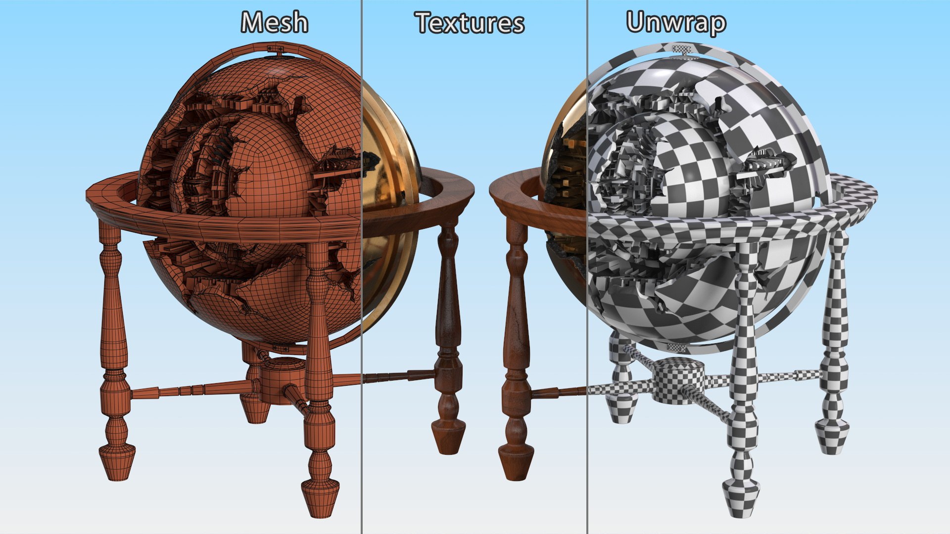 Sculpted Sphere Of Ruins In Classic Globe Frame 3D Model - TurboSquid ...