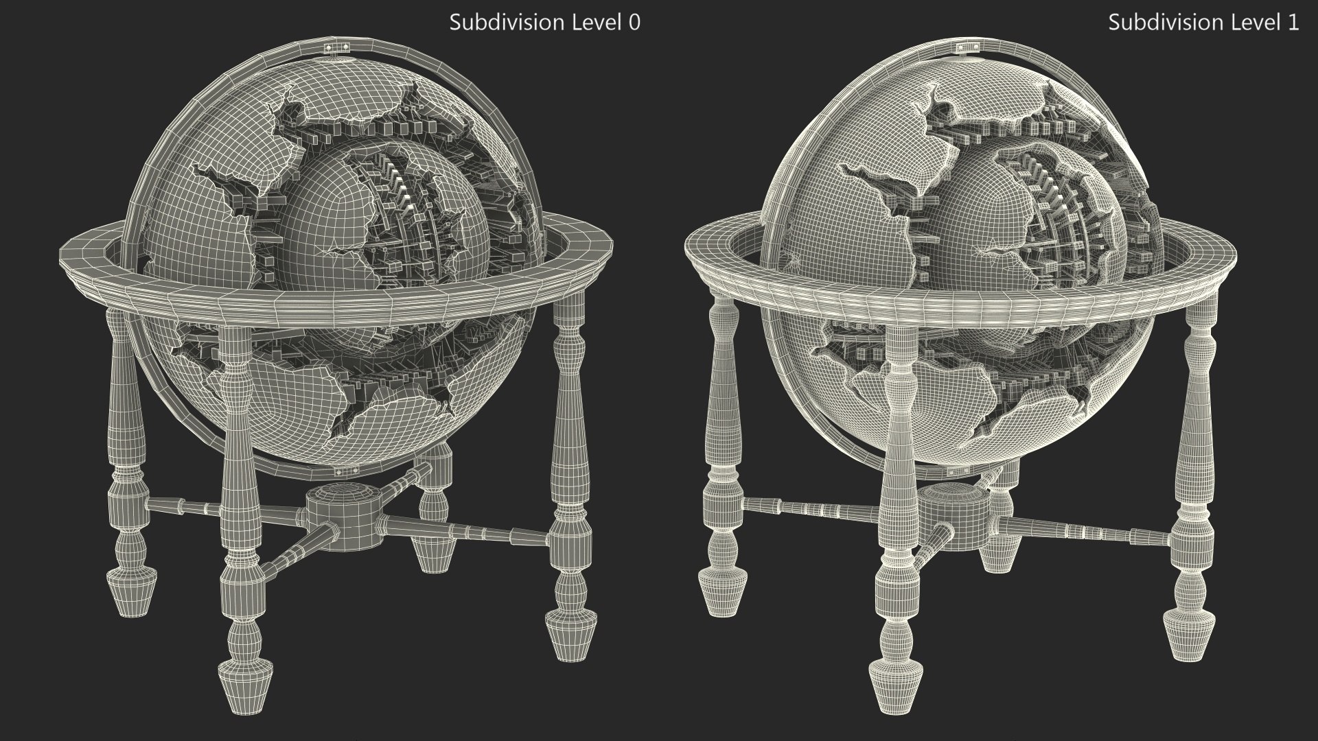 Sculpted Sphere Of Ruins In Classic Globe Frame 3D Model - TurboSquid ...