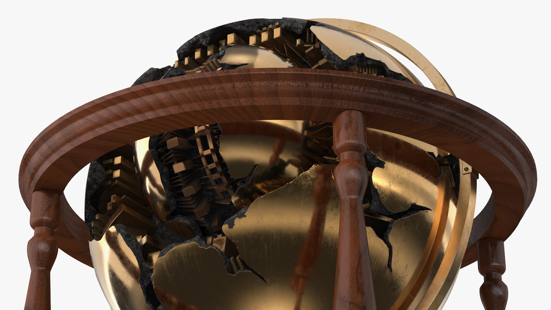 Sculpted Sphere Of Ruins In Classic Globe Frame 3D Model - TurboSquid ...