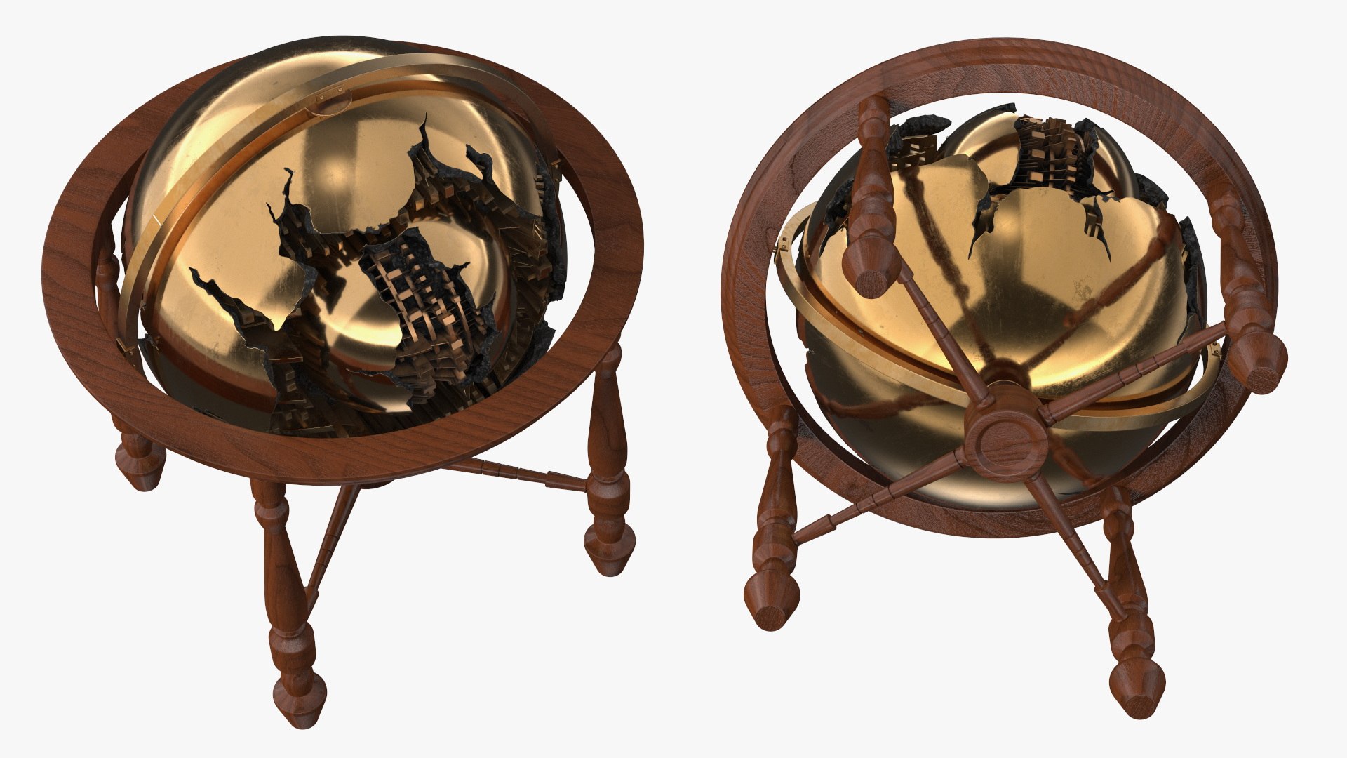 Sculpted Sphere Of Ruins In Classic Globe Frame 3D Model - TurboSquid ...