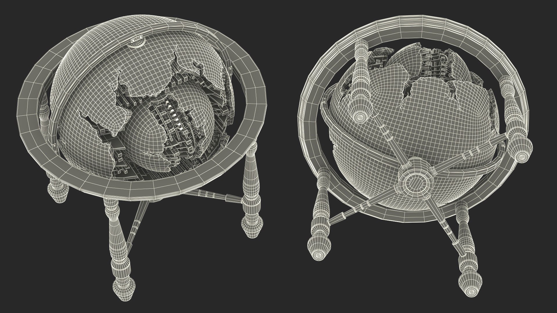 Sculpted Sphere Of Ruins In Classic Globe Frame 3D Model - TurboSquid ...