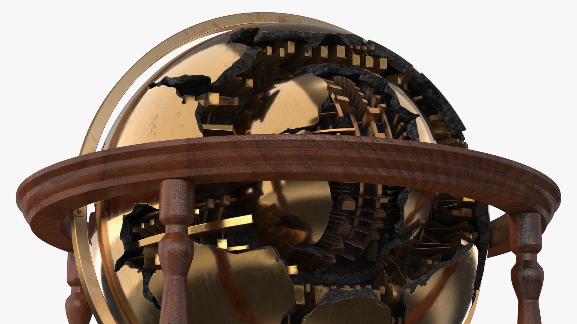 Sculpted Sphere Of Ruins In Classic Globe Frame 3D Model - TurboSquid ...