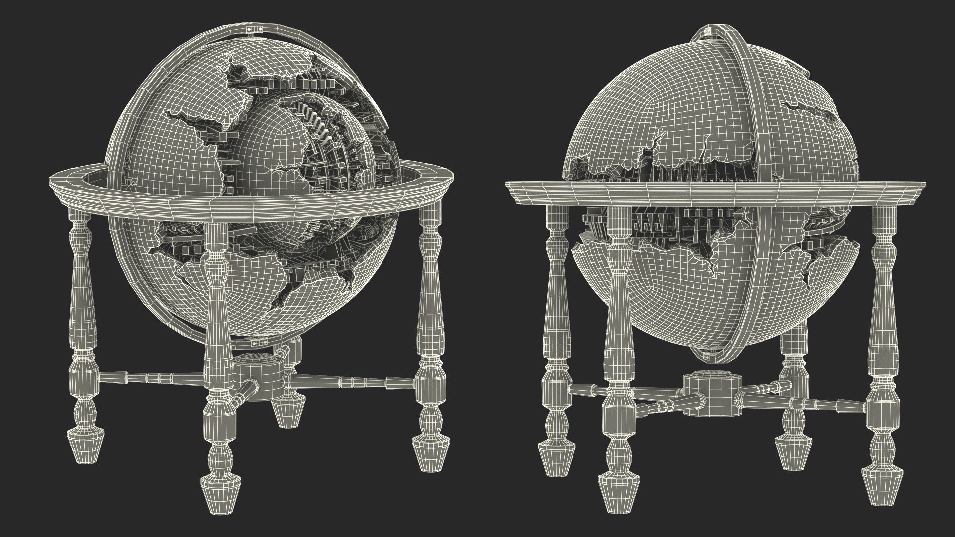 Sculpted Sphere Of Ruins In Classic Globe Frame 3D Model - TurboSquid ...