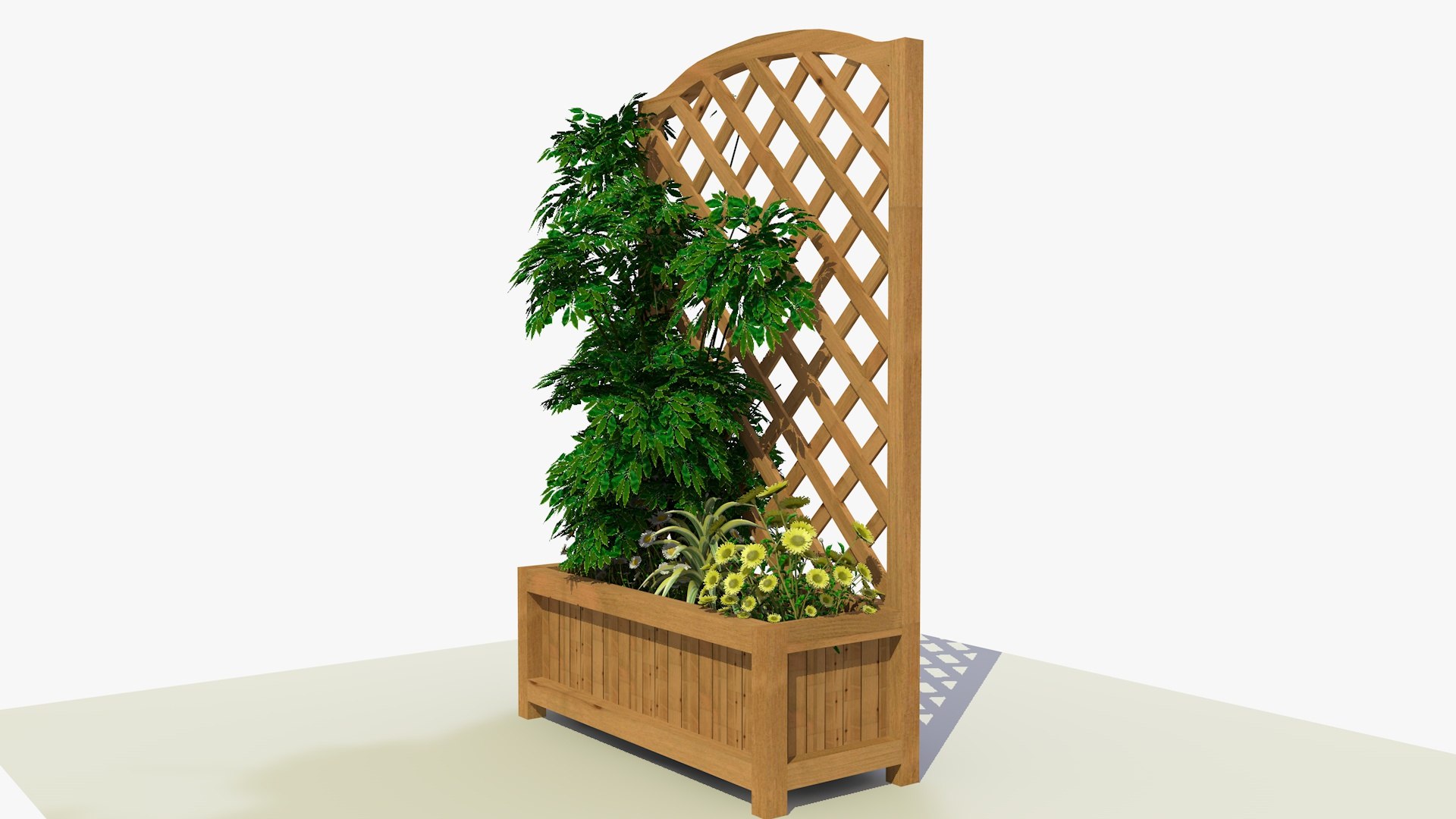 3D Lattice Wooden Garden Planter - TurboSquid 2063338
