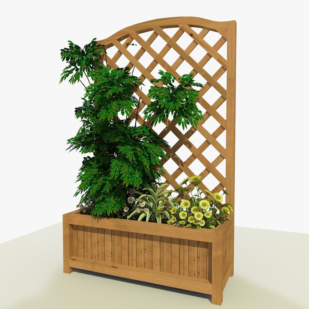 3D Lattice Wooden Garden Planter - TurboSquid 2063338