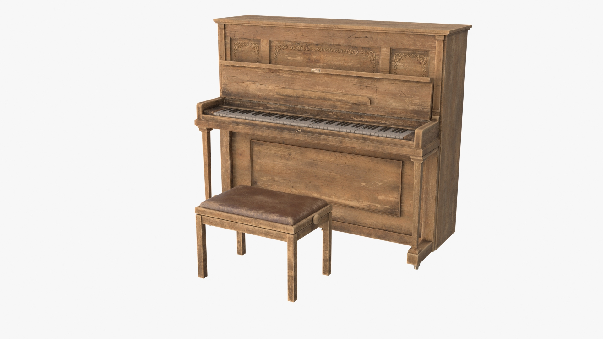 Saloon Western Piano Old Light Wood Open 3D - TurboSquid 2316306