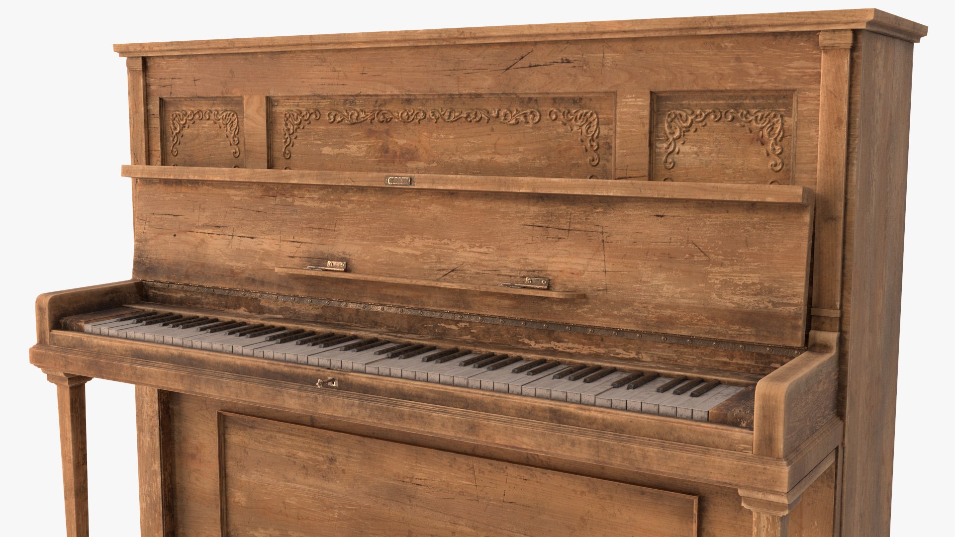 Saloon Western Piano Old Light Wood Open 3D - TurboSquid 2316306