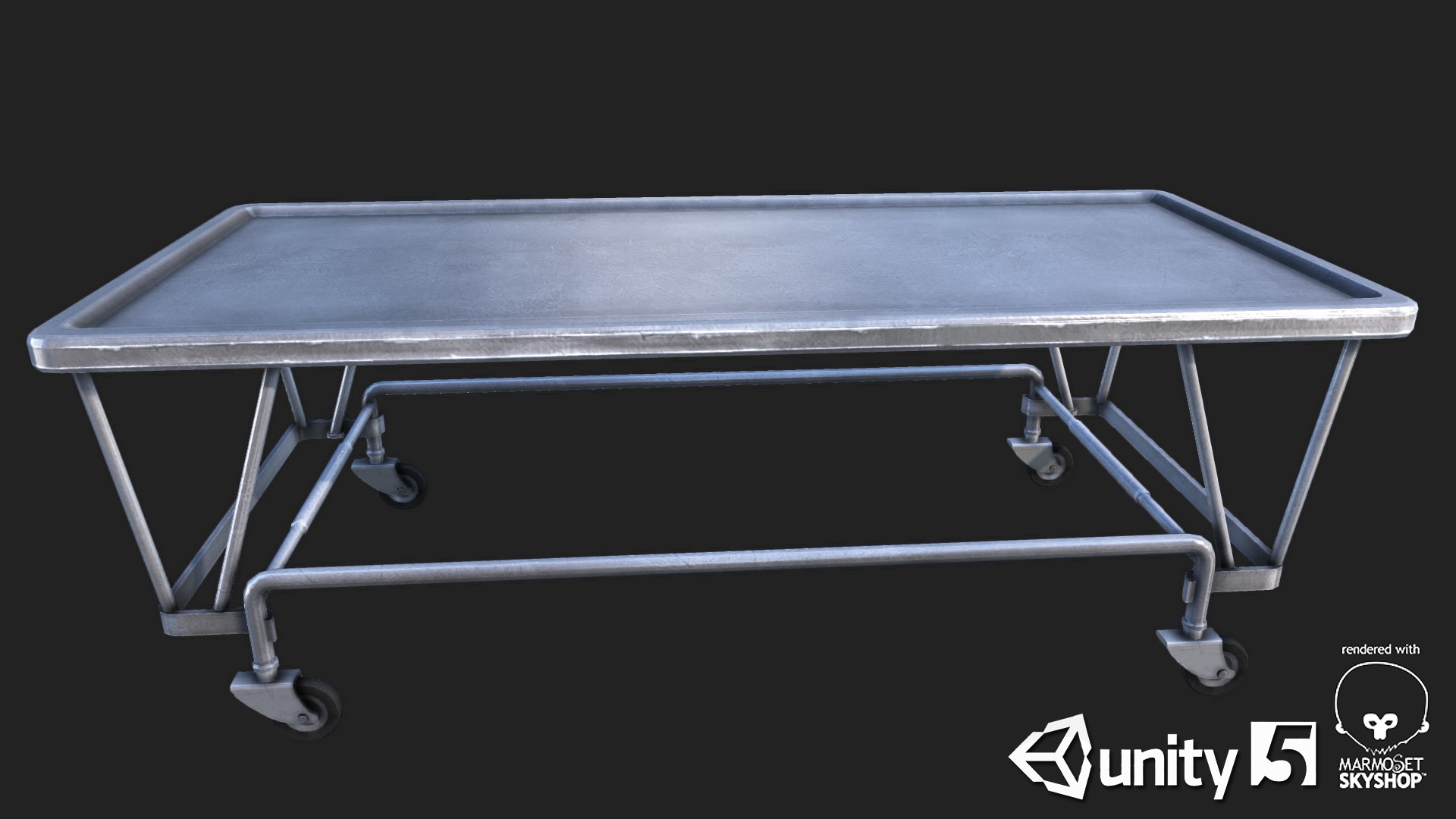 3d Model Old Hospital Steel Gurney Bed