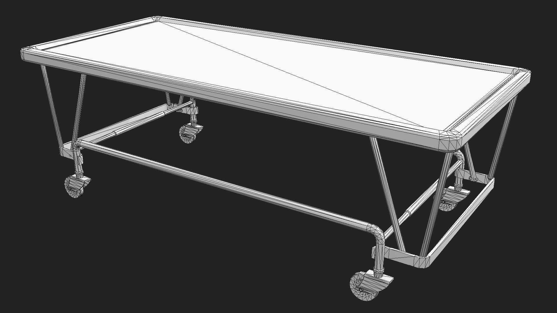 3d Model Old Hospital Steel Gurney Bed