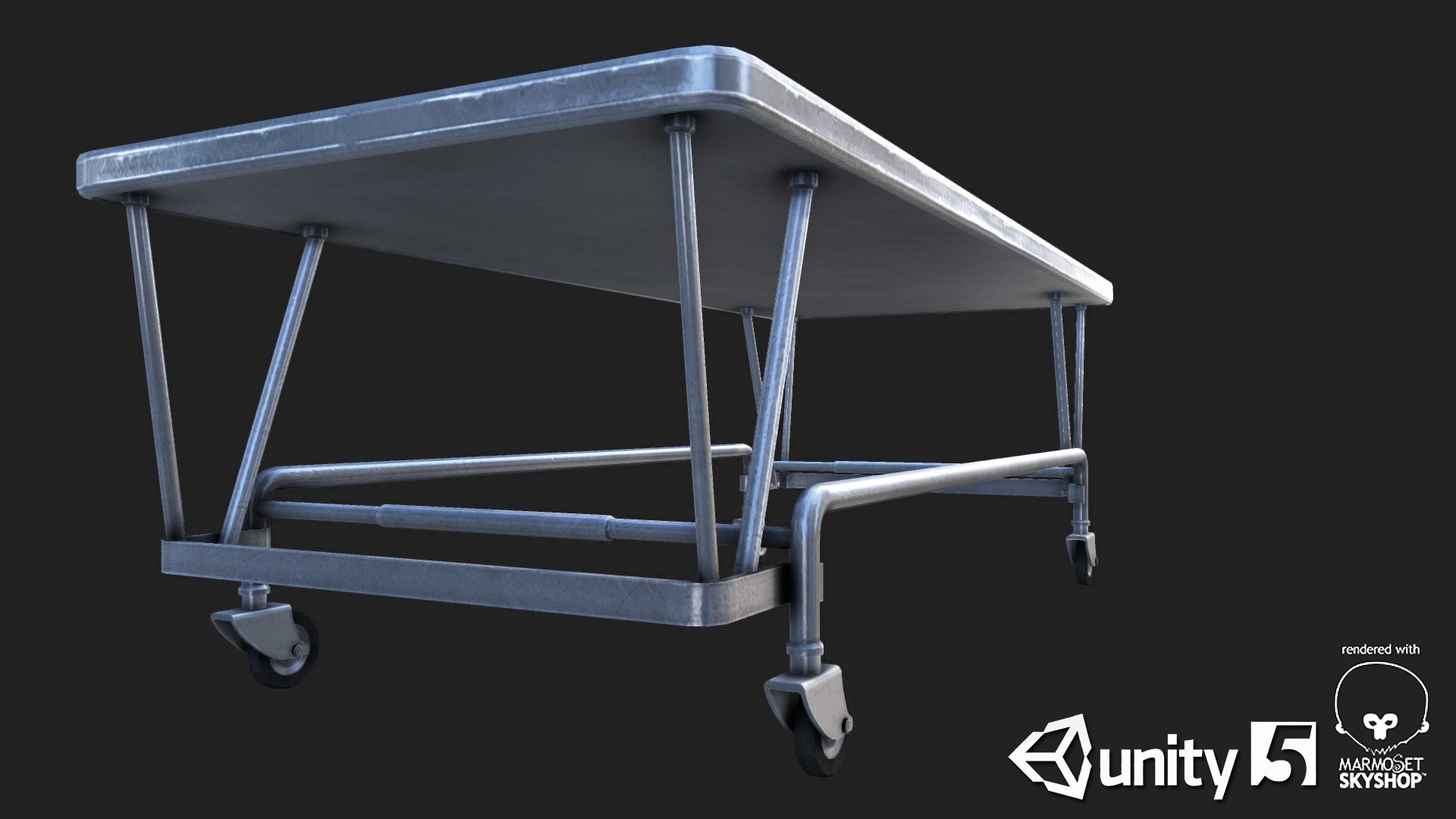 3d Model Old Hospital Steel Gurney Bed