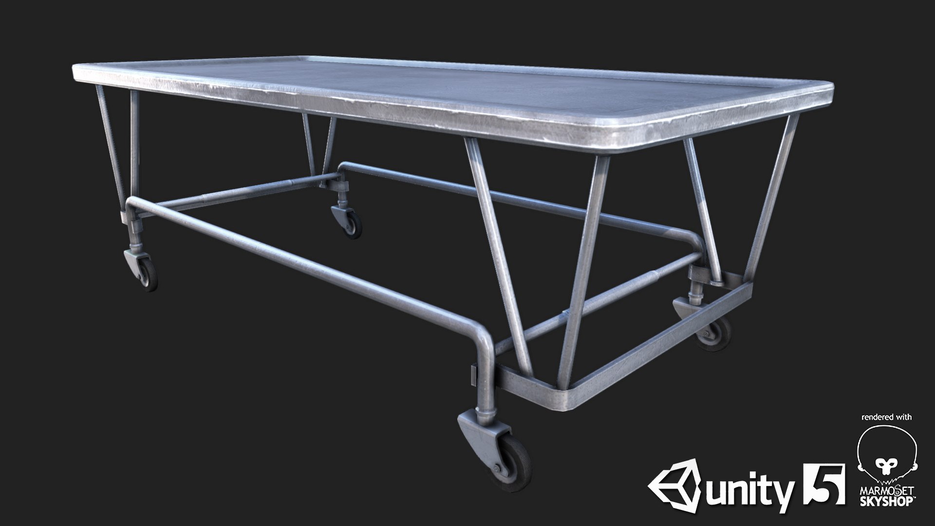 3d Model Old Hospital Steel Gurney Bed