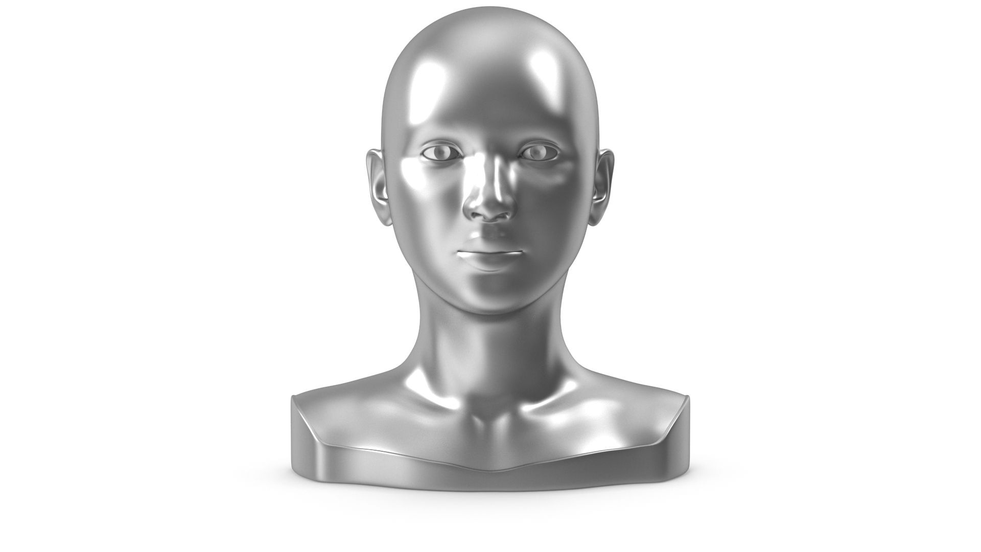 Woman Mannequin Head Statue Eyes Open Silver Model - TurboSquid 2377423