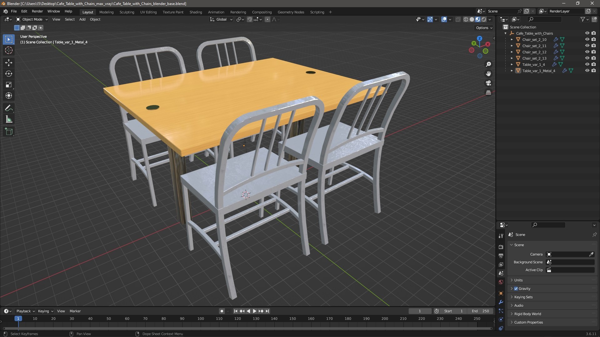 Cafe Table With Chairs 3D Model - TurboSquid 2316273