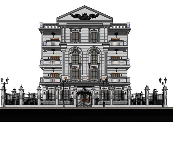 Classical residential building 3D model - TurboSquid 1388838