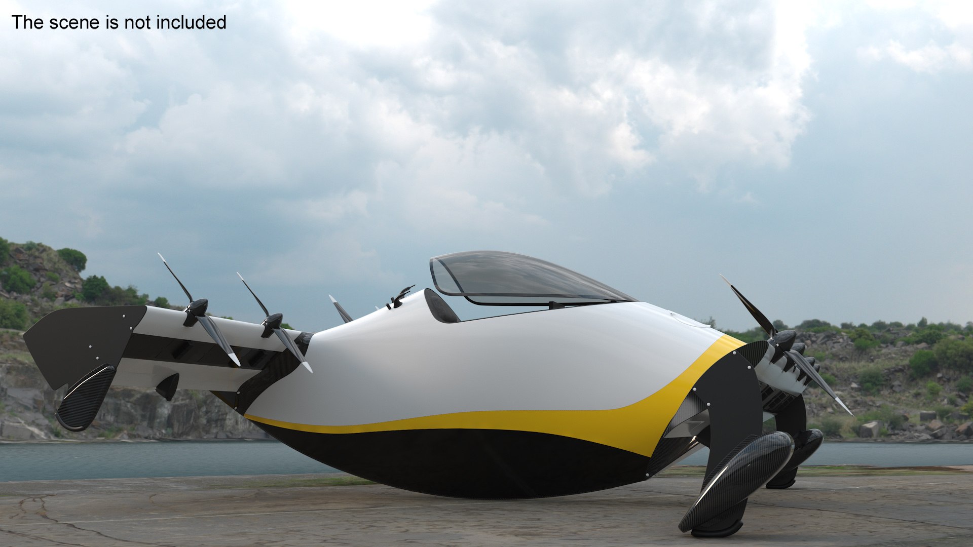 Personal EVTOL Aircraft With 8 Propellers Rigged For Maya 3D Model ...