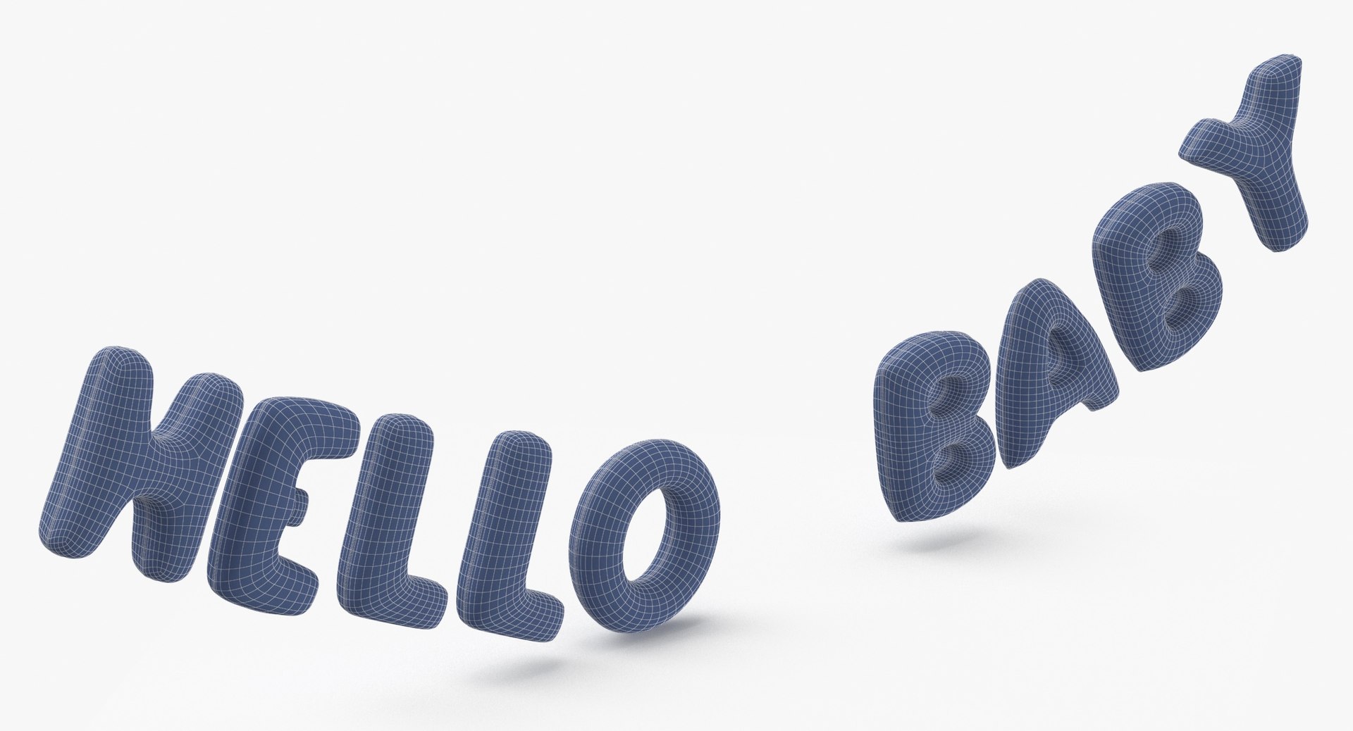 Foil Baloon Words Hello Baby Gold Model - TurboSquid 1740097