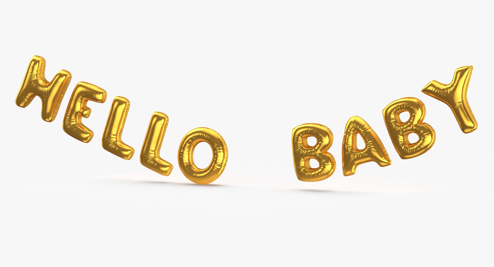 Foil Baloon Words Hello Baby Gold Model - TurboSquid 1740097