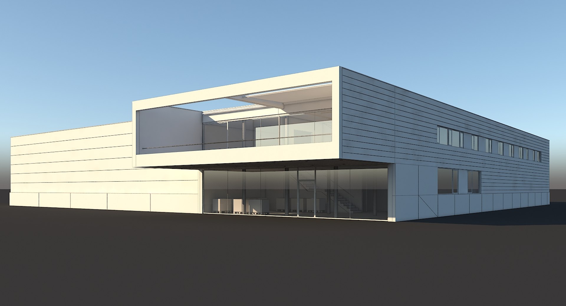 Realistic Industrial Building 3ds