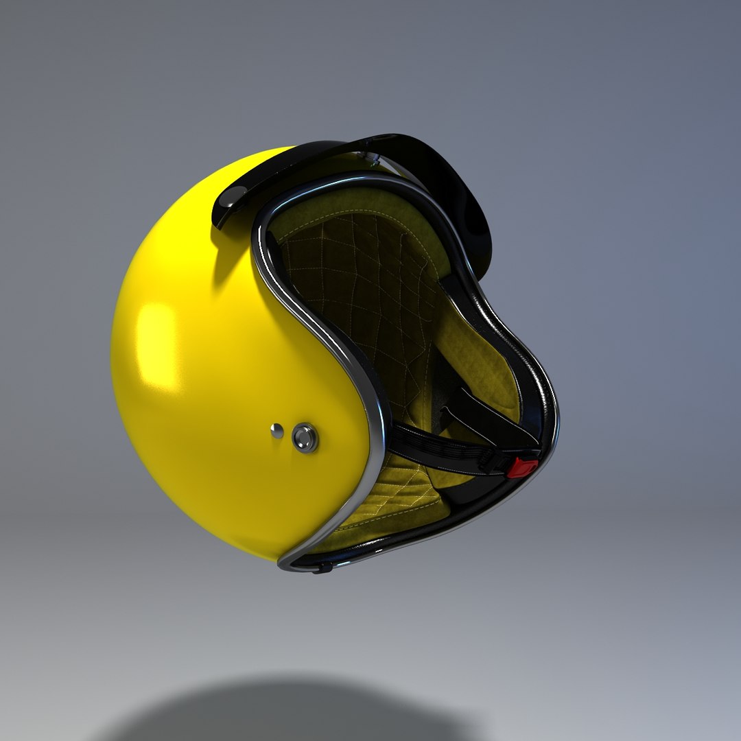 Yellow Retro Motorcycle Helmet 3D Model - TurboSquid 1205052